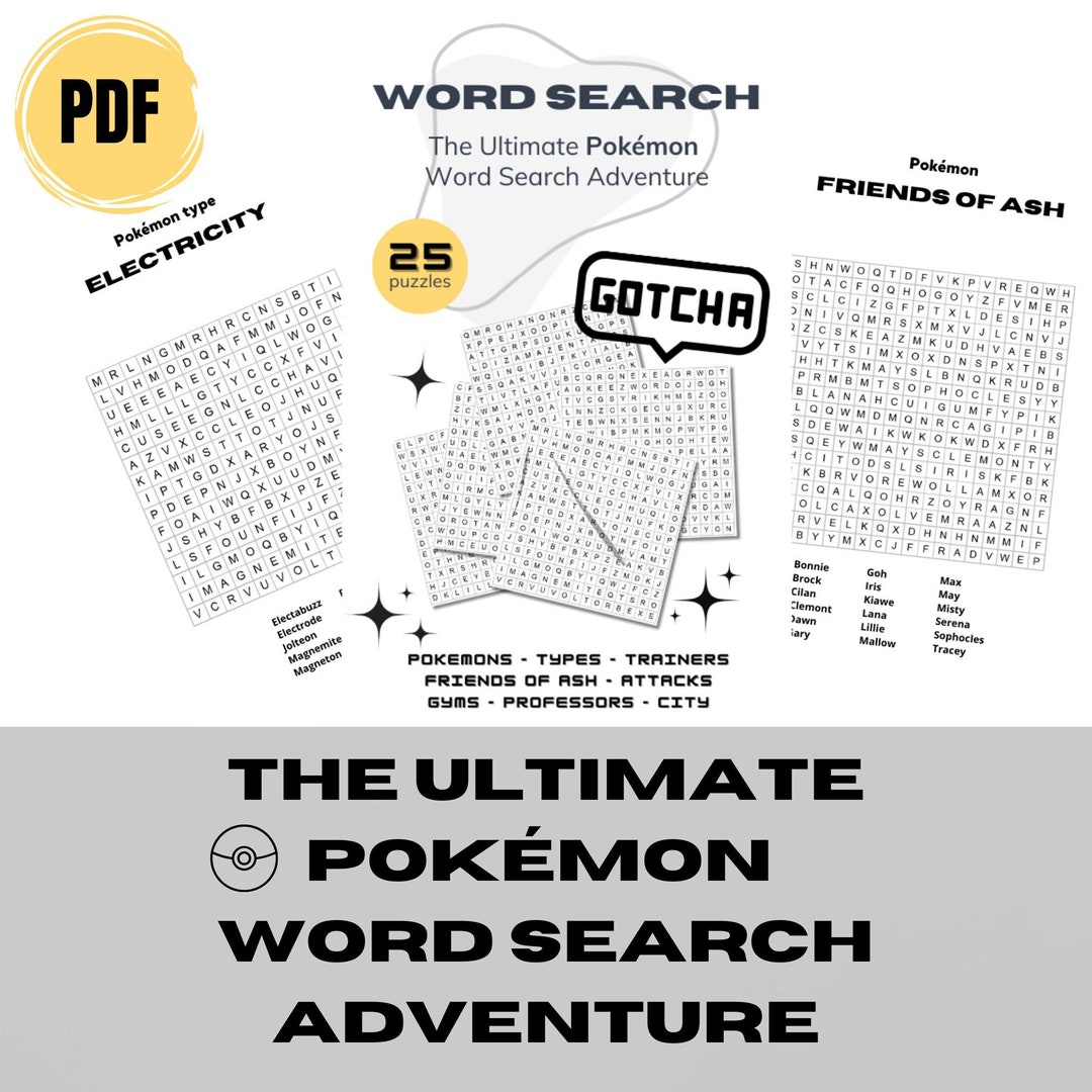 Word Search: the Ultimate Pokemon Word Search Adverture - Etsy