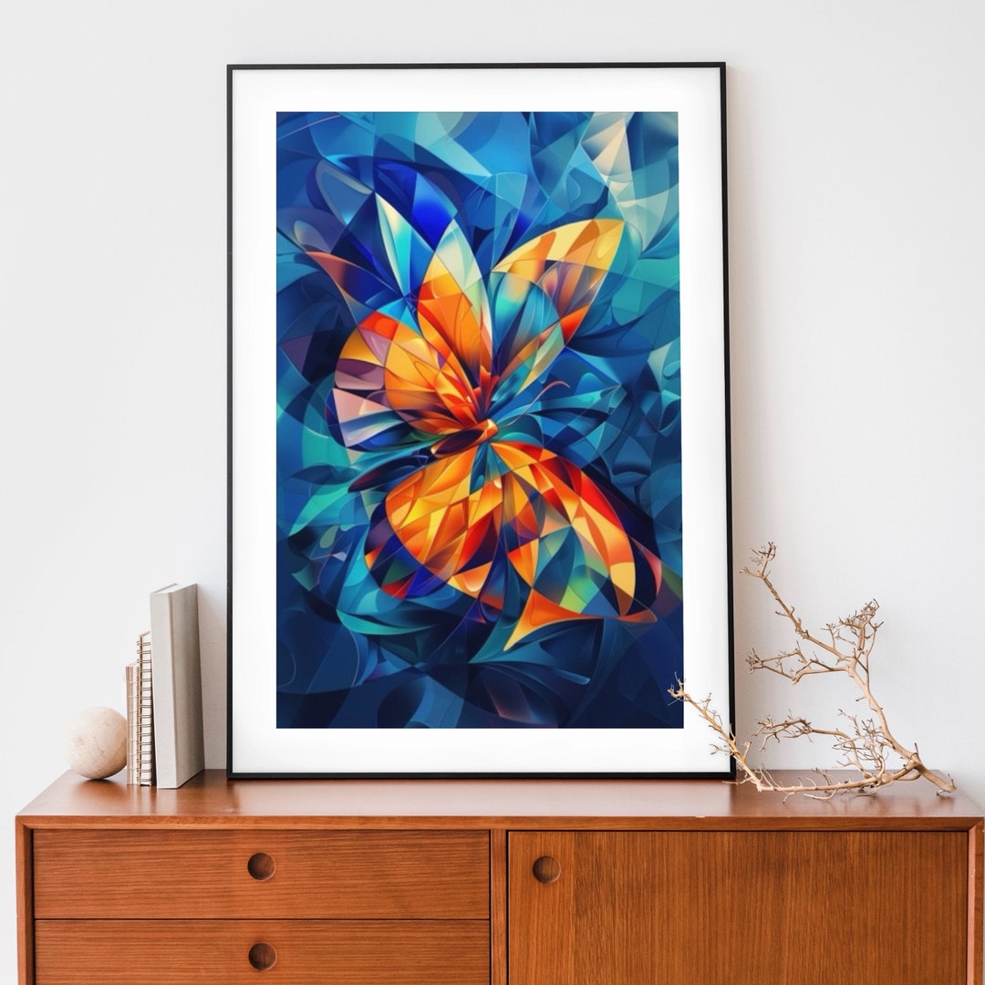 Digital Butterfly Modern Art Print for Wall Art, Still Life Butterfly ...