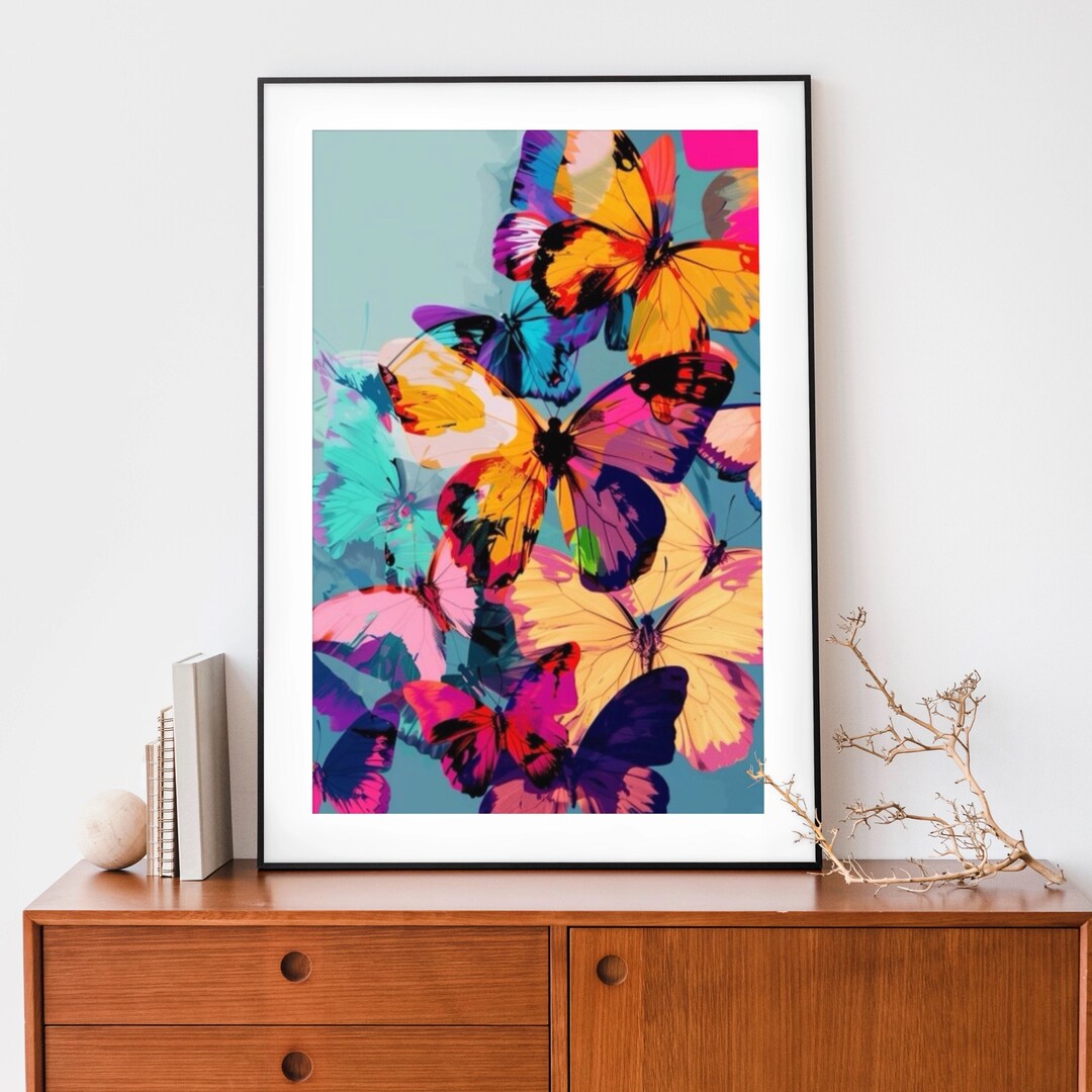 Digital Butterfly Modern Art Print for Wall Art, Still Life Butterfly ...
