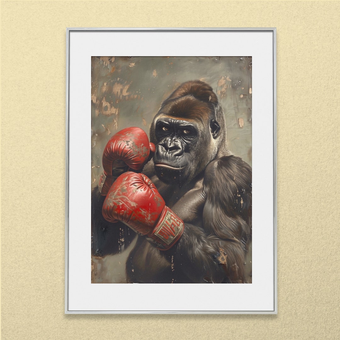 Digital Oil Painting Gorilla With Boxing Gloves, Unique Printable ...