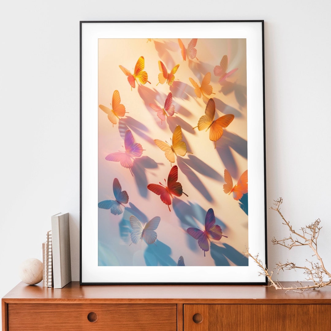 Digital Butterfly Modern Art Print for Wall Art, Still Life Butterfly ...