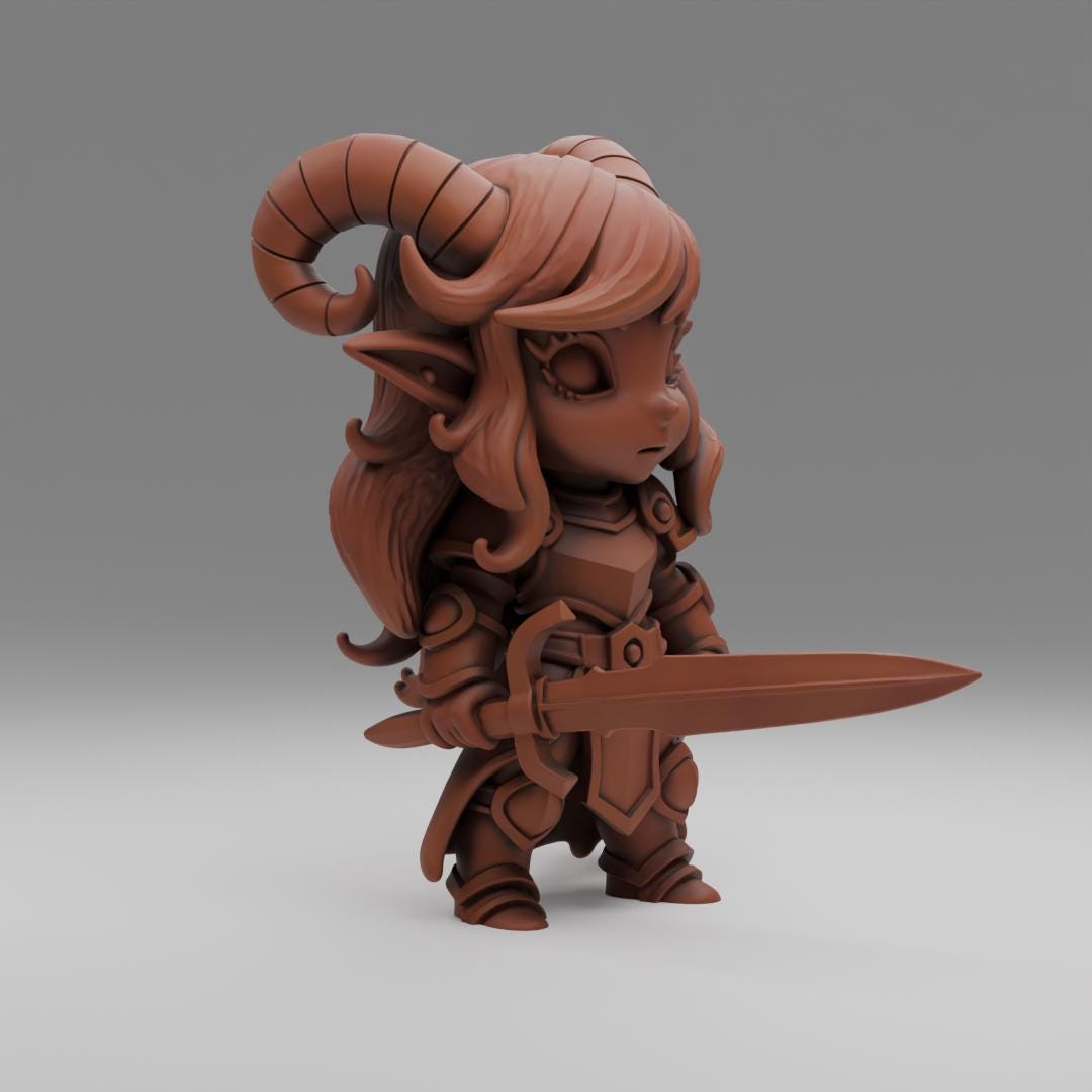 Dnd Knight Warrior Girl STL Miniature – Cute Demon Warrior for 3D ...