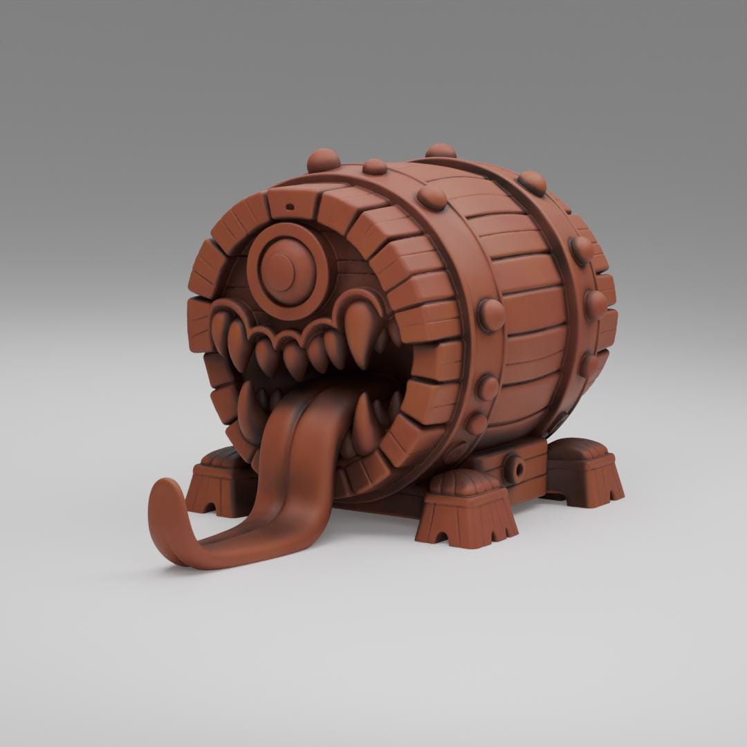 DND Mimic Barrel Monster 3D Print File for Dnd Fans and Painters ...