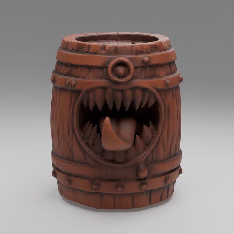 Mimic Barrel STL File for 3D Printing – Fantasy Monster Trap Miniature ...