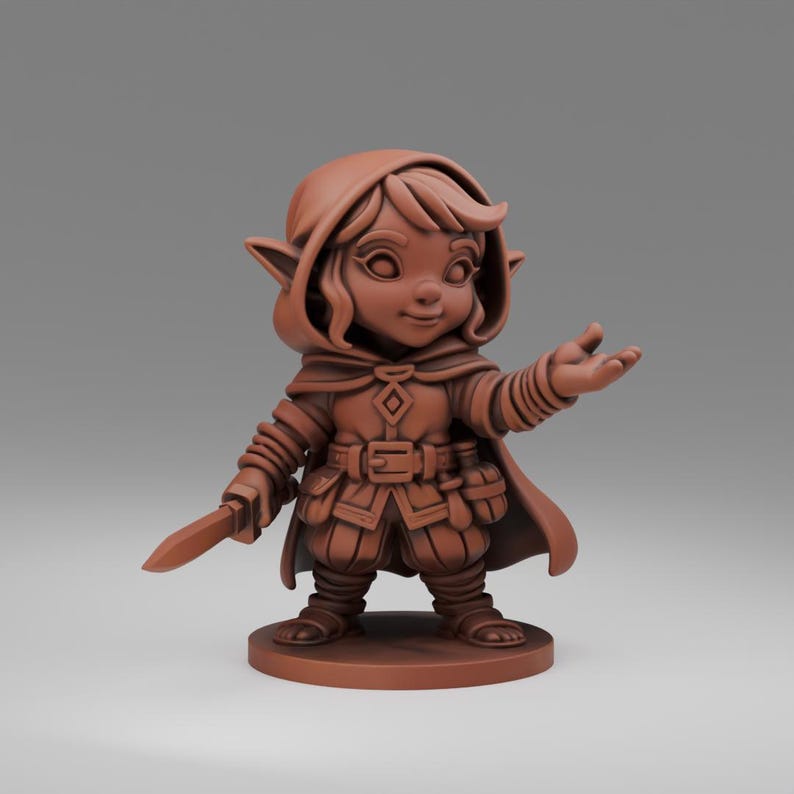 Chibi Halfling Rogue Girl STL for Resin 3D Printing | Cute Female ...