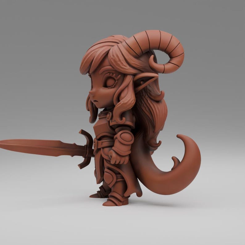 Dnd Knight Warrior Girl STL Miniature – Cute Demon Warrior for 3D ...