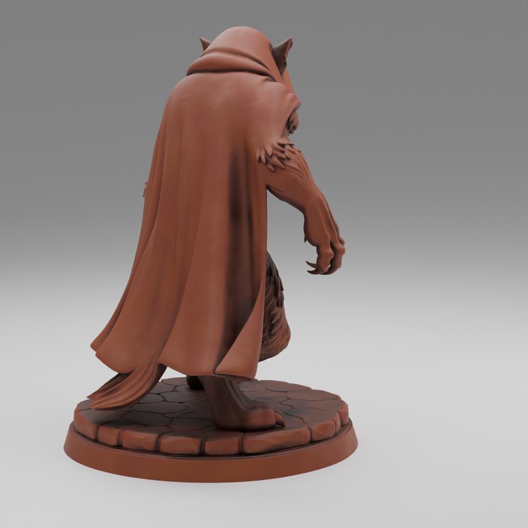 Werewolf STL Miniature for Tabletop RPG Games Hooded Wolfman 3D Print ...