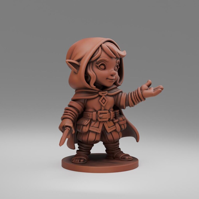 Chibi Halfling Rogue Girl STL for Resin 3D Printing | Cute Female ...