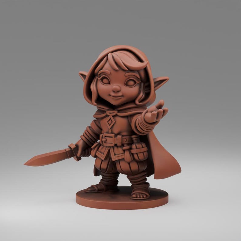 Chibi Halfling Rogue Girl STL for Resin 3D Printing | Cute Female ...