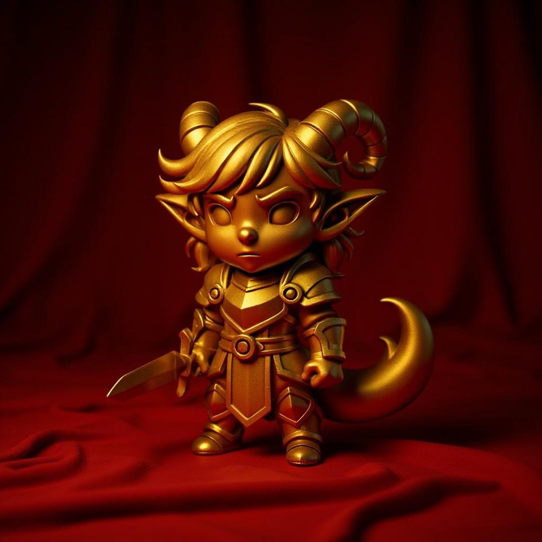 Chibi Tiefling Knight Miniature STL File, 3D Printing Dnd Warrior ...