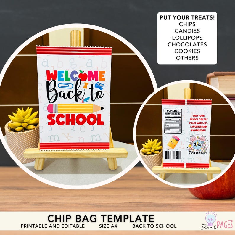 First Day of School Chip Bag Template, School Party Favor, Welcome ...