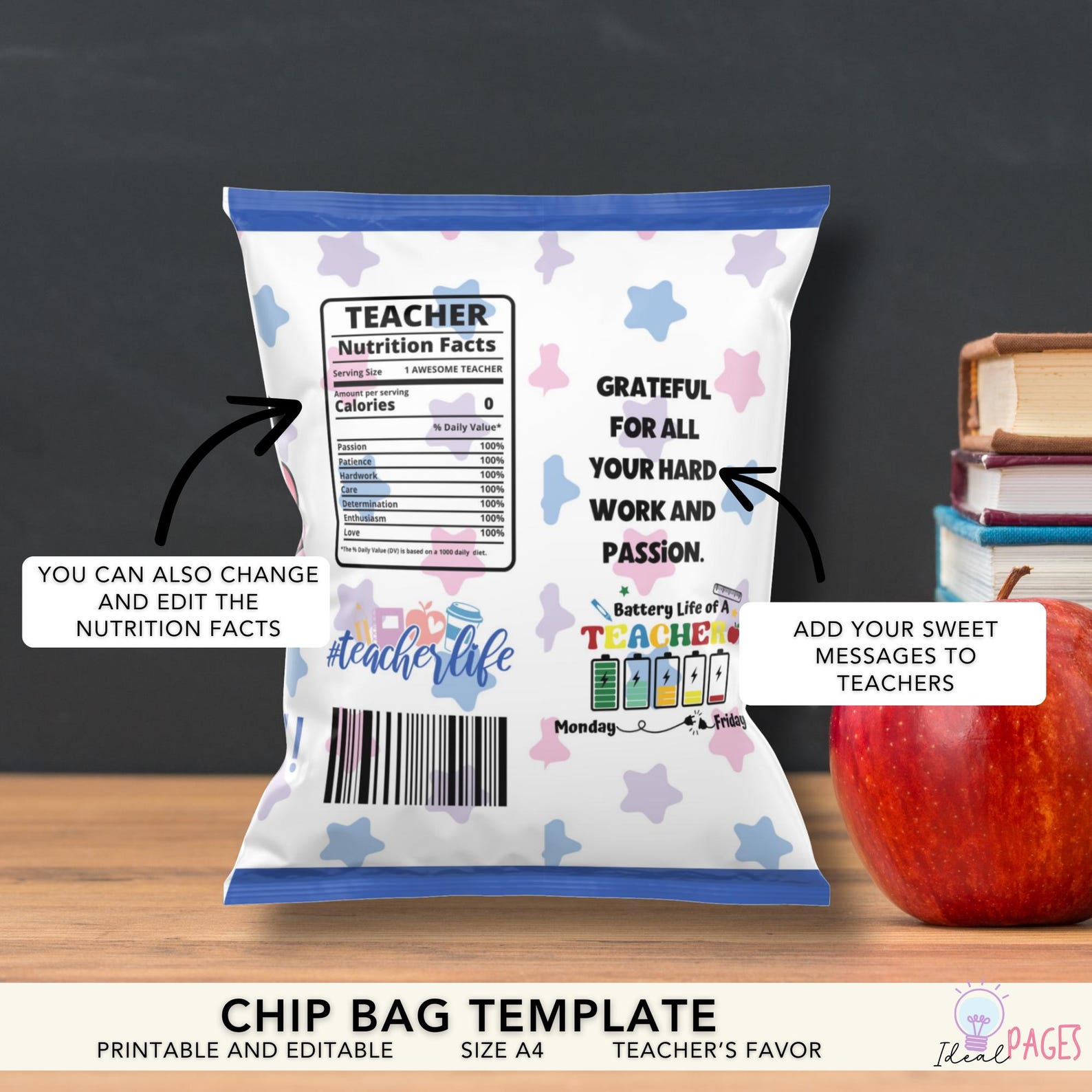 6 Teacher Appreciation Chip Bag, Teacher Appreciation Gift, Thank You ...