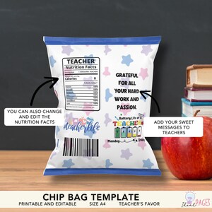 6 Teacher Appreciation Chip Bag, Teacher Appreciation Gift, Thank You ...