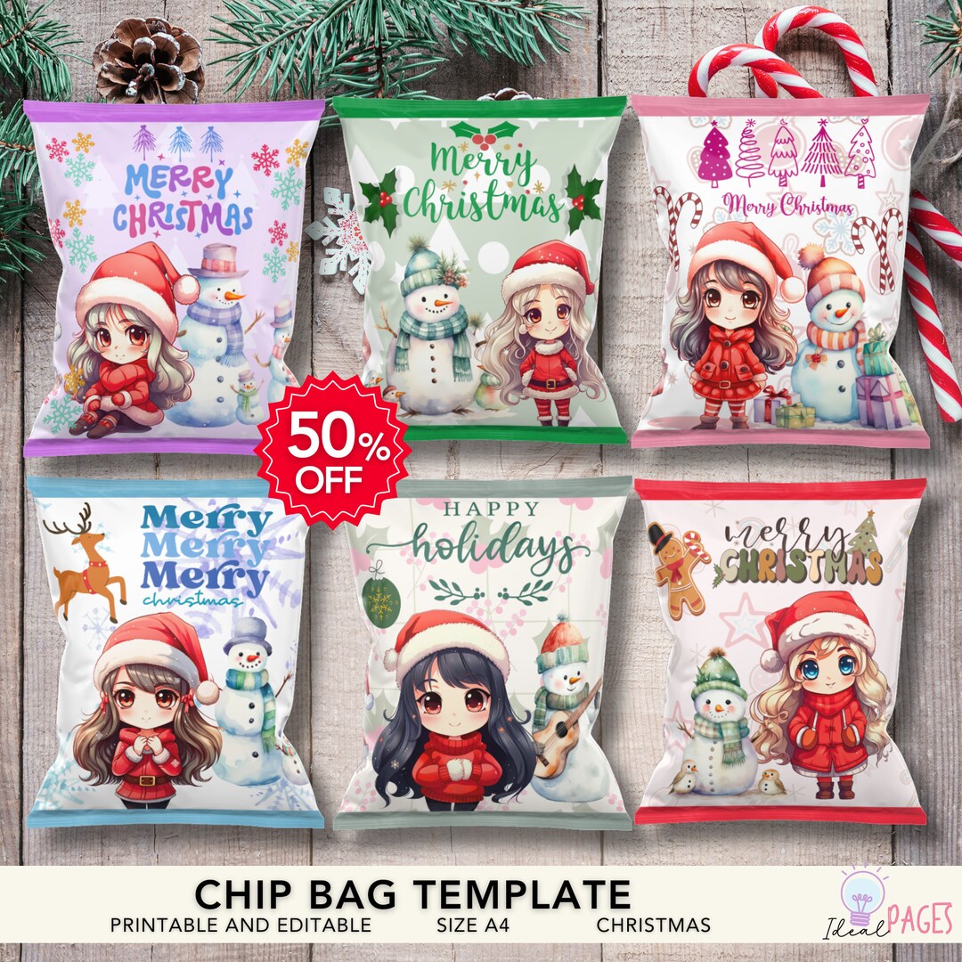 6 Christmas Chip Bag Template Unique Gift Ideas for Kids DIY Candy Bag ...