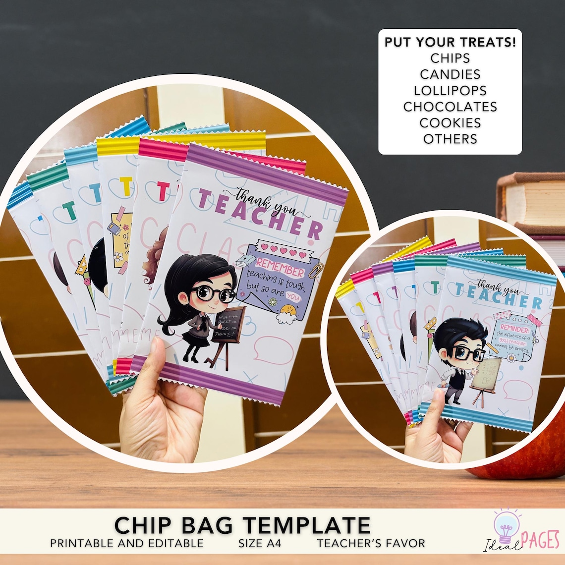 6 Teacher Appreciation Chip Bag Template, DIY Party Favor Printable ...