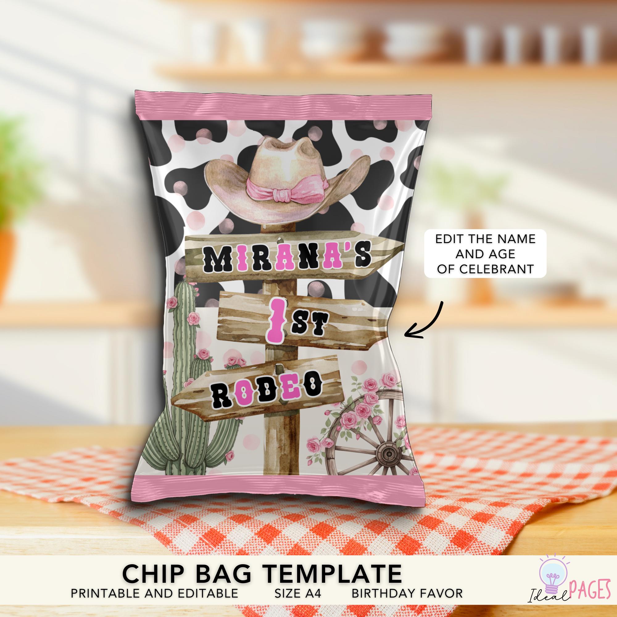 Pink 1st Rodeo Birthday Chip Bag, Cowgirl Favor Bag, Western Chip Bag ...