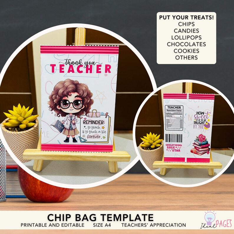 Teacher Appreciation Chip Bag Template, DIY Party Favor Printable ...