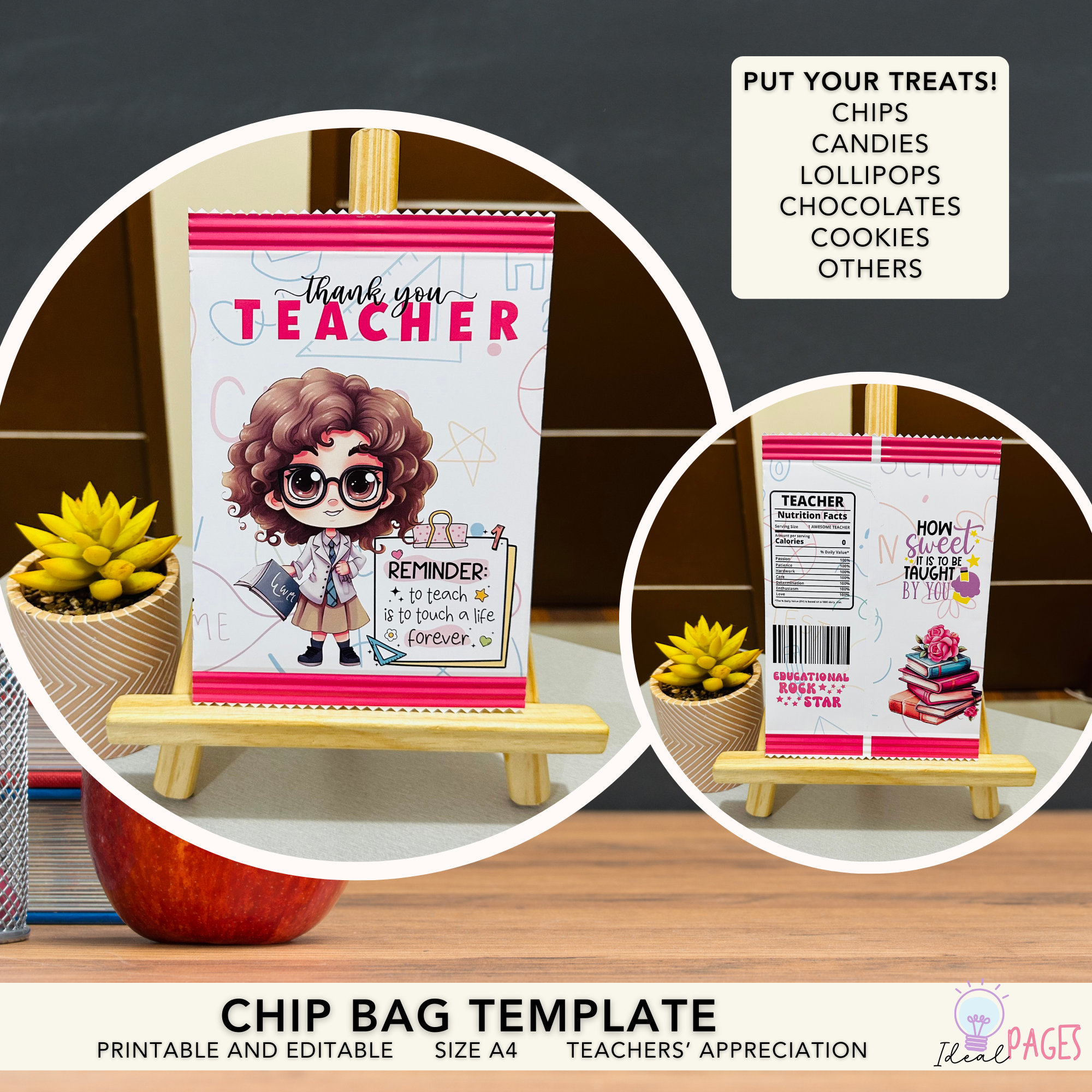 Teacher Appreciation Chip Bag Template, DIY Party Favor Printable ...