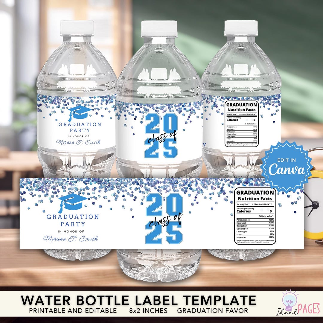 Graduation Water Bottle, Graduation Party Favor, Water Bottle Sticker ...