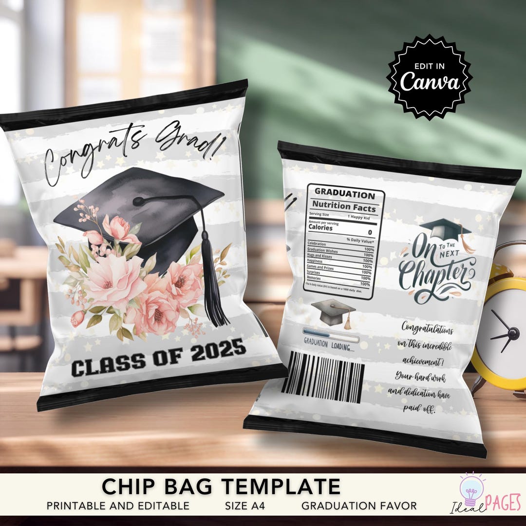 Personalized Graduation Chip Bag Template, Class of 2025, DIY Party ...