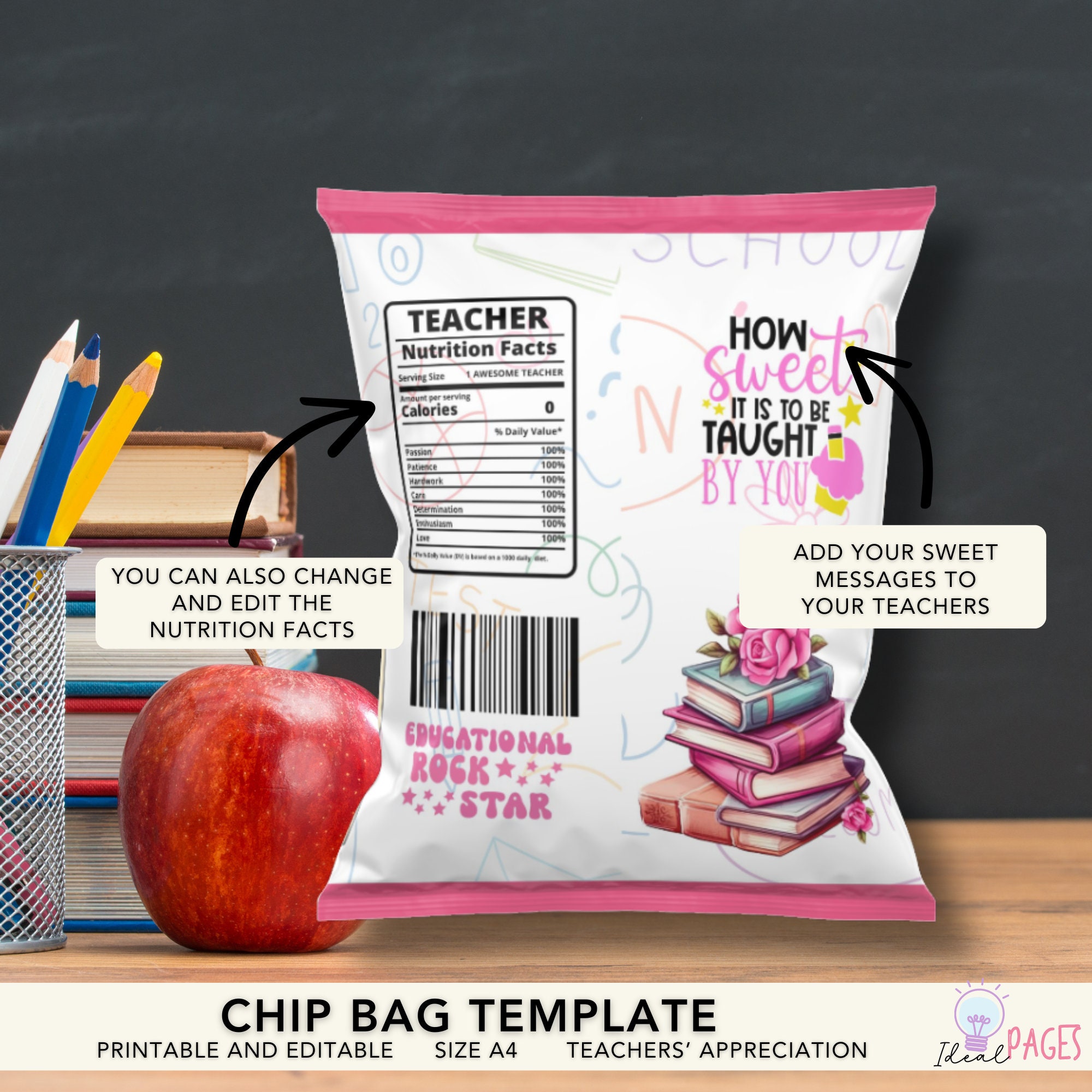 Teacher Appreciation Chip Bag Template, DIY Party Favor Printable ...