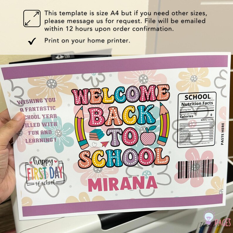 Back to School Chip Bag Template, School Party Favor, Welcome Snack Bag ...