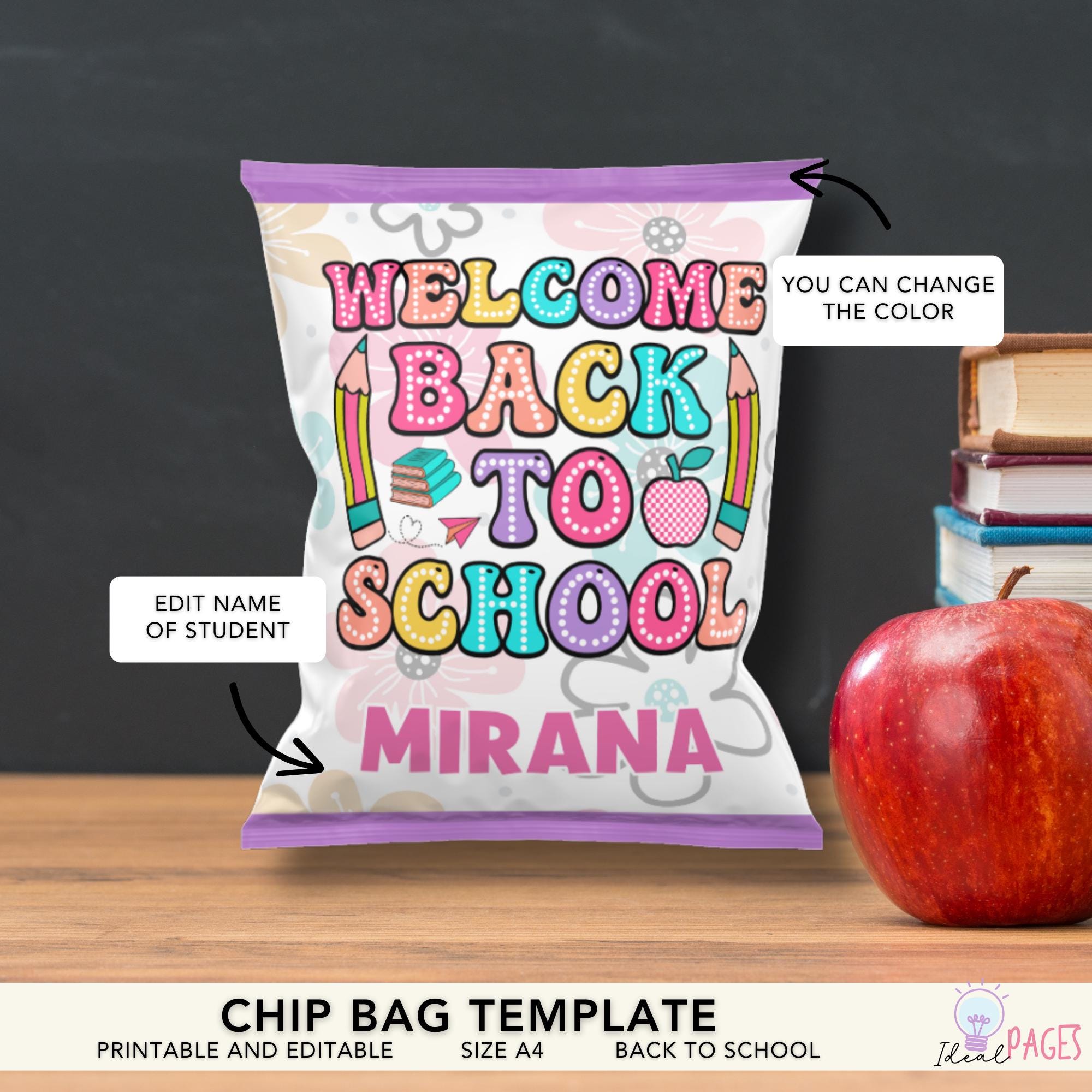 Back to School Chip Bag Template, School Party Favor, Welcome Snack Bag ...