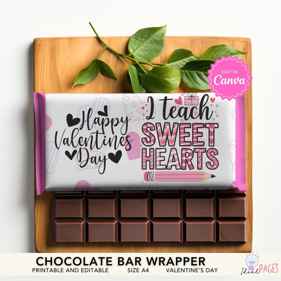 Valentines Day Chocolate Bar Wrapper, Galentine's Treat Candy Bar Label ...