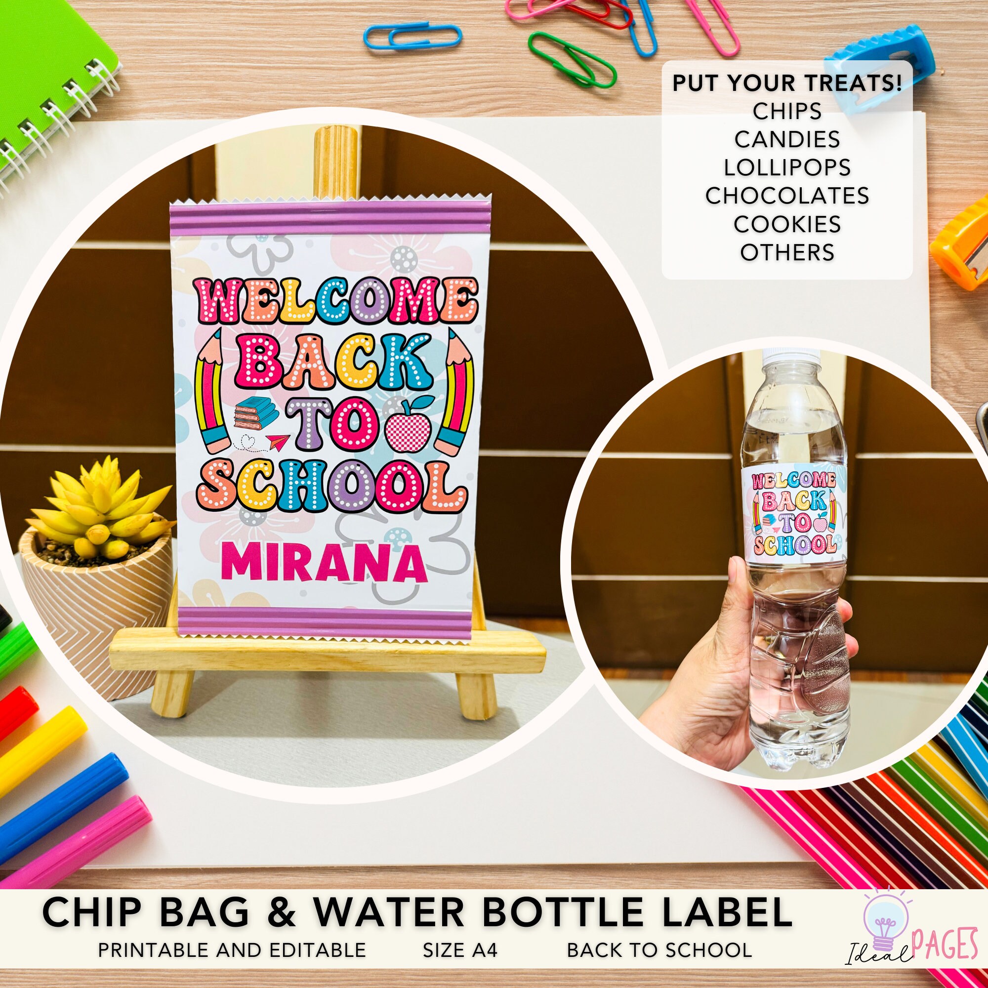 Back to School Editable Retro Chip Bag Template, First Day of School ...