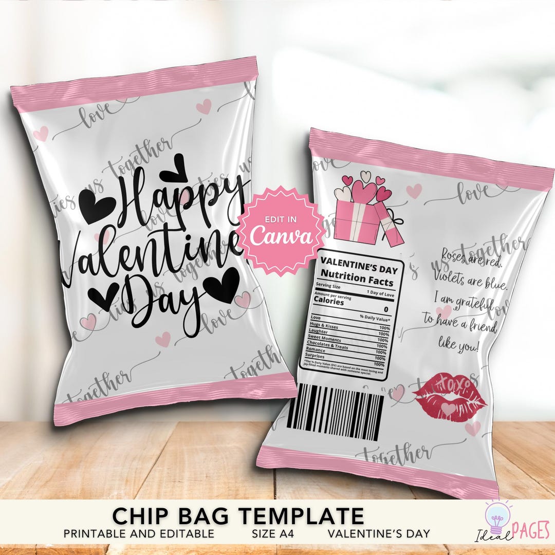 Friends Appreciation Valentines Day Party Chip Bag, Classroom Treat ...