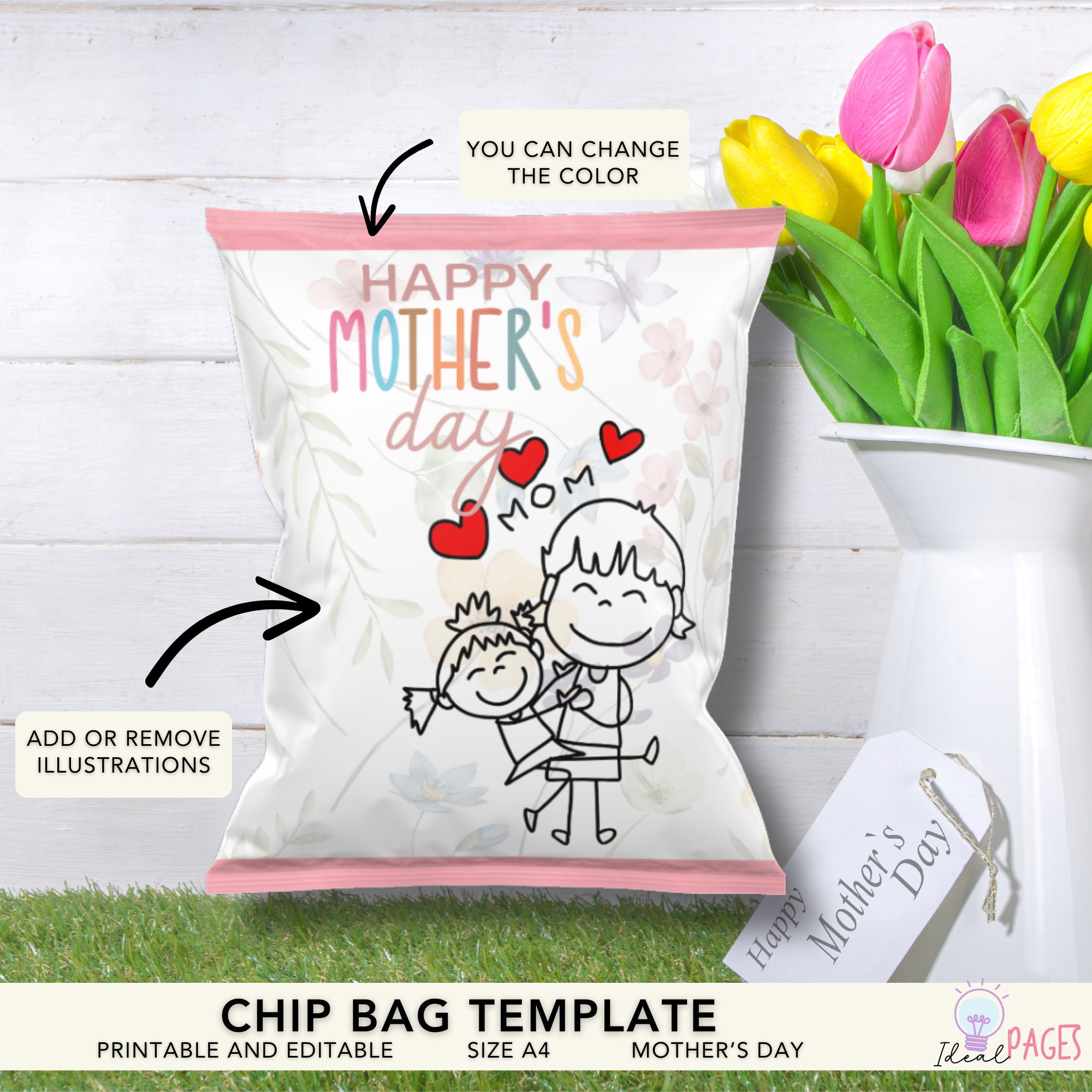Mothers Day Chip Bag Template, Custom Party Favor for Mom, Moms Snack ...