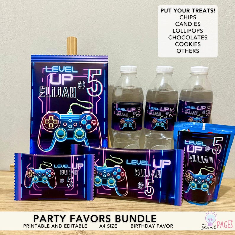Gamer Party Favors, Video Game Kids Birthday Party Favors, Chip Bag ...
