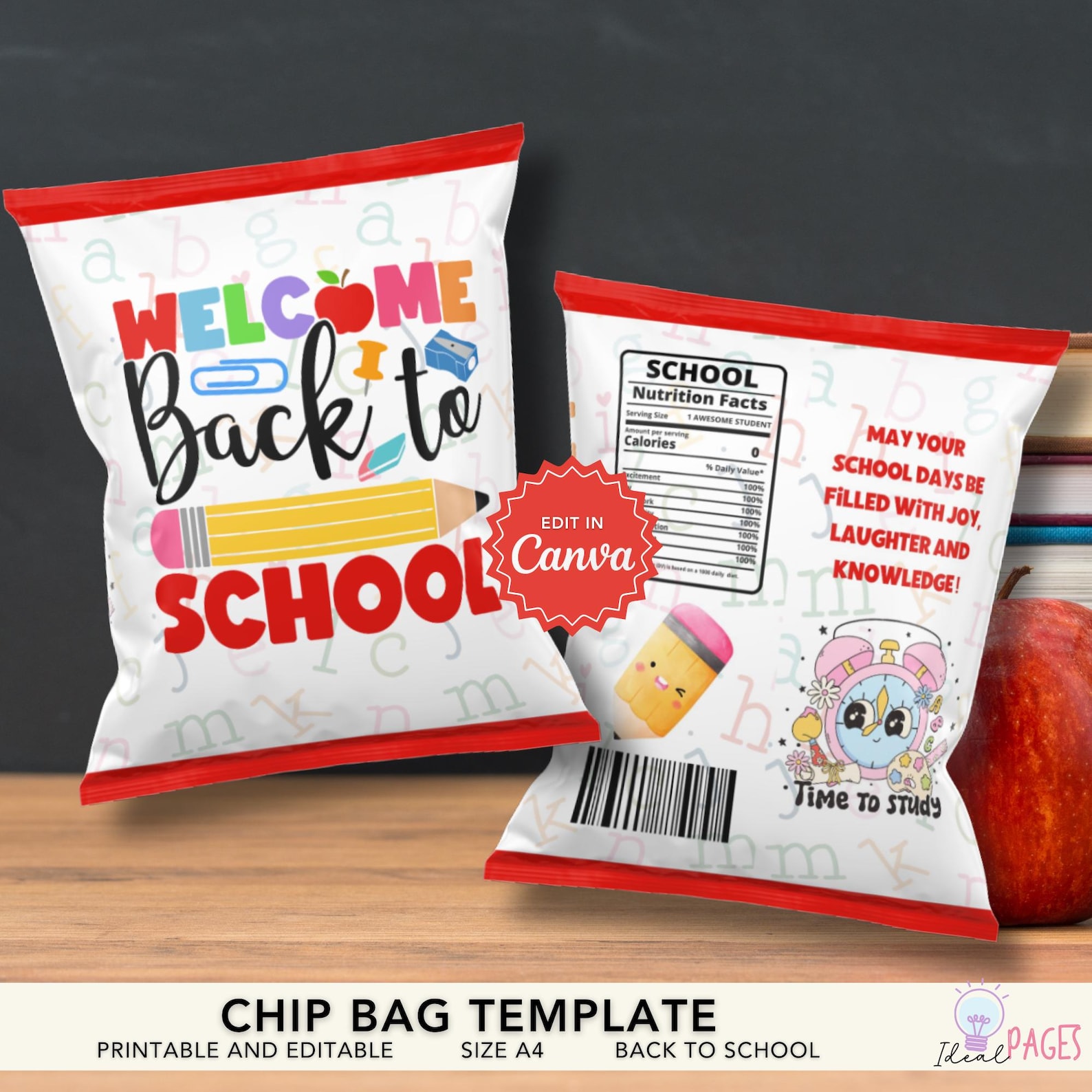 First Day of School Chip Bag Template, School Party Favor, Welcome ...