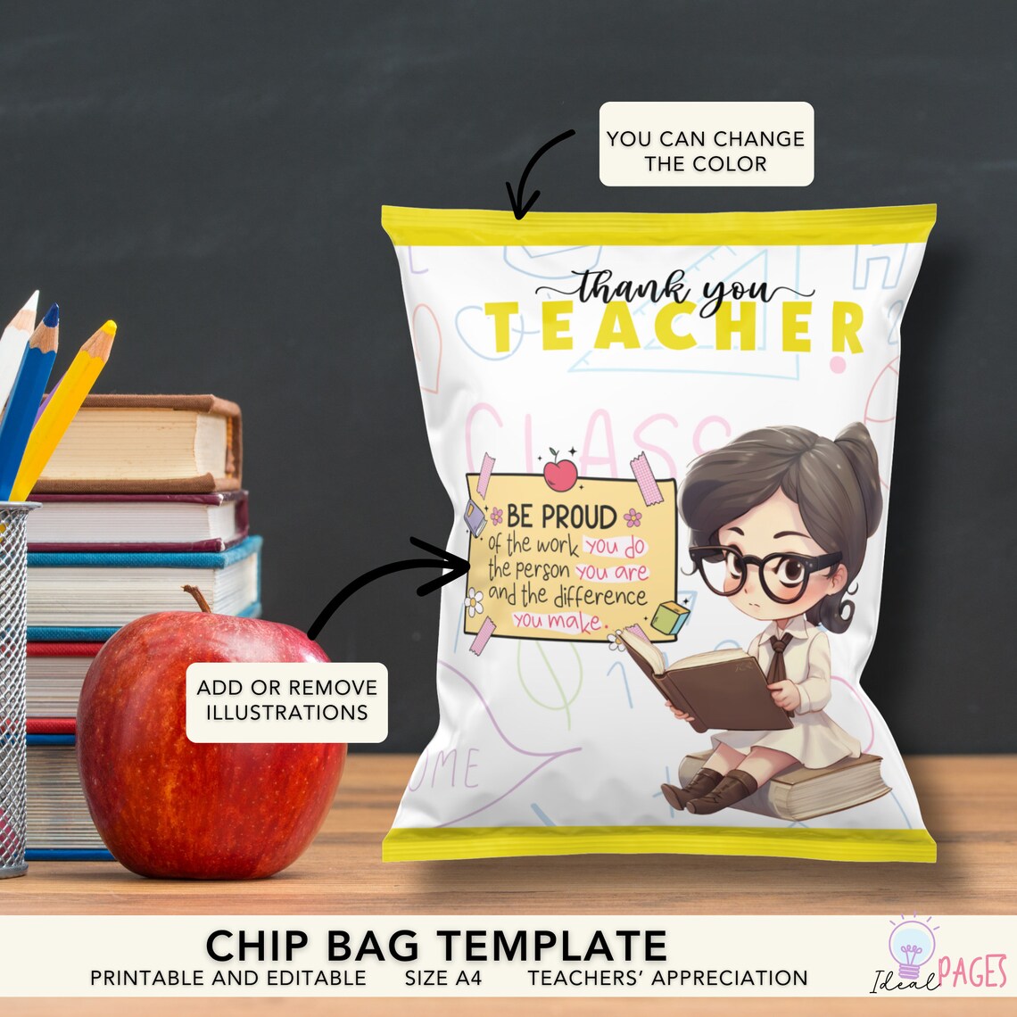 6 Teacher Appreciation Chip Bag Template, DIY Party Favor Printable ...