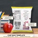 6 Teacher Appreciation Chip Bag Template, DIY Party Favor Printable ...