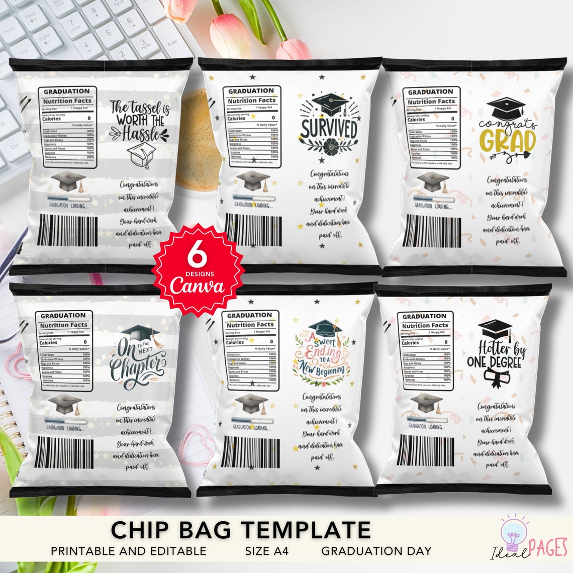 6 Personalized Graduation Chip Bag Template, Class 2024, DIY Party ...