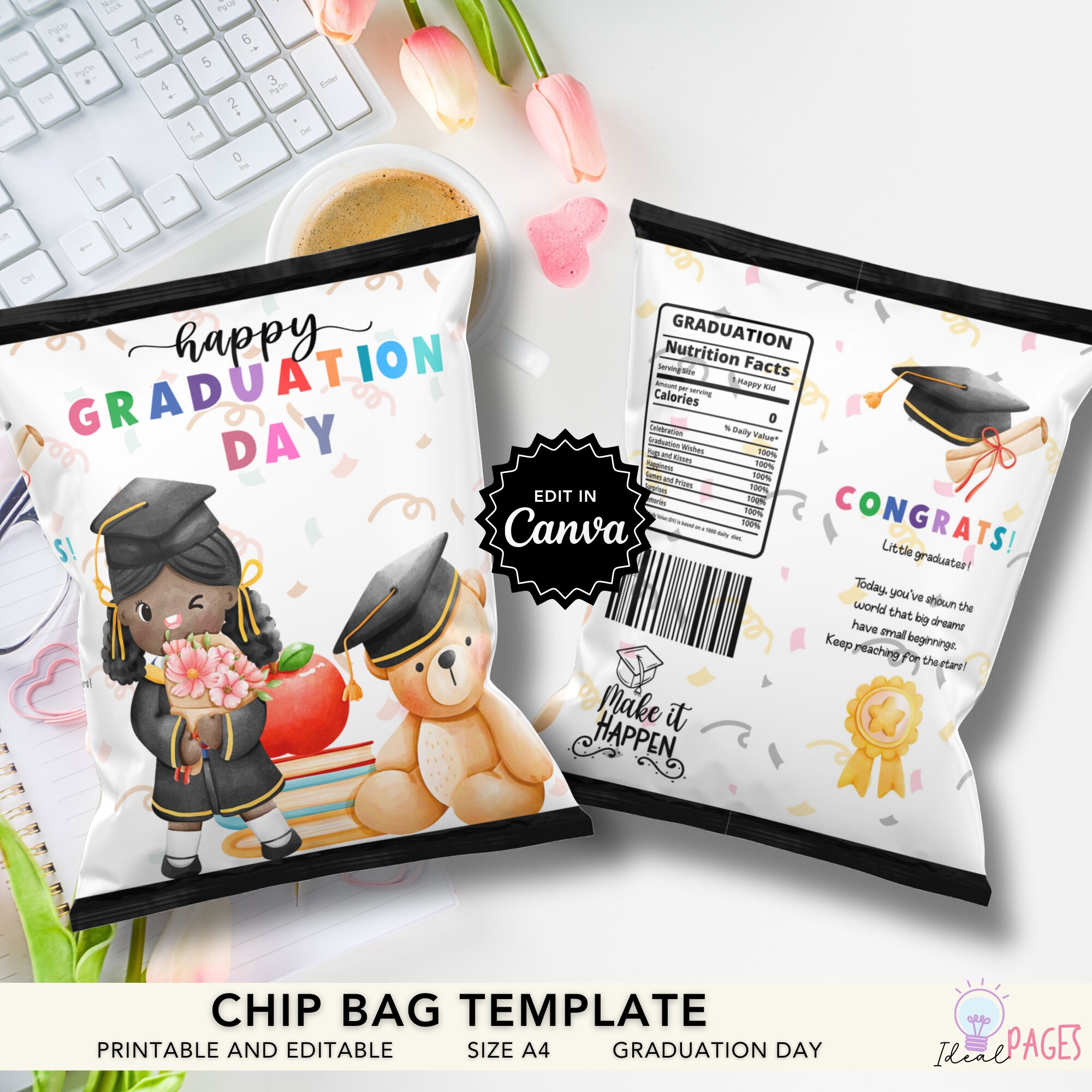 Graduation Chip Bag Template, Kindergarten Custom Chip Bags, School ...
