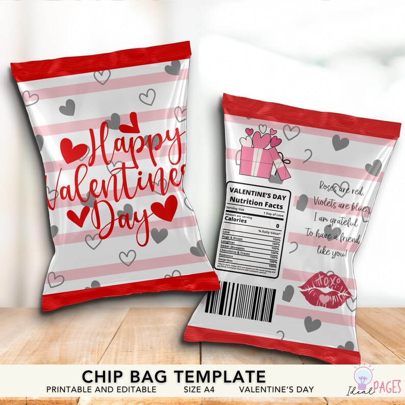 6 Valentines Day Party Chip Bag for Teachers and Students, Classroom ...