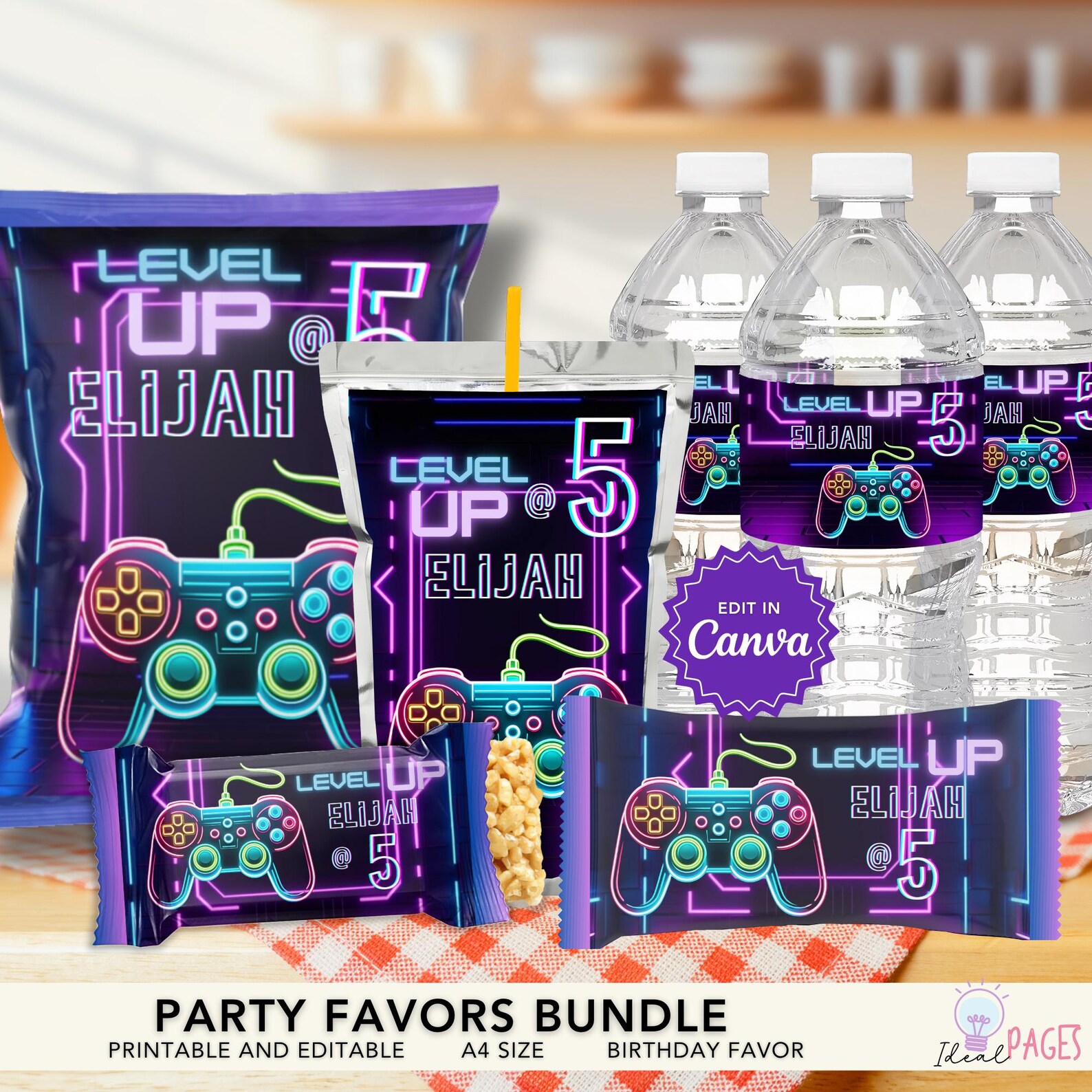 Gamer Party Favors, Video Game Kids Birthday Party Favors, Chip Bag ...