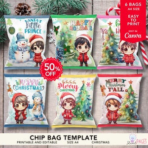 6 Christmas Favors for Kids, Christmas Chibi, Christmas Party Favors ...