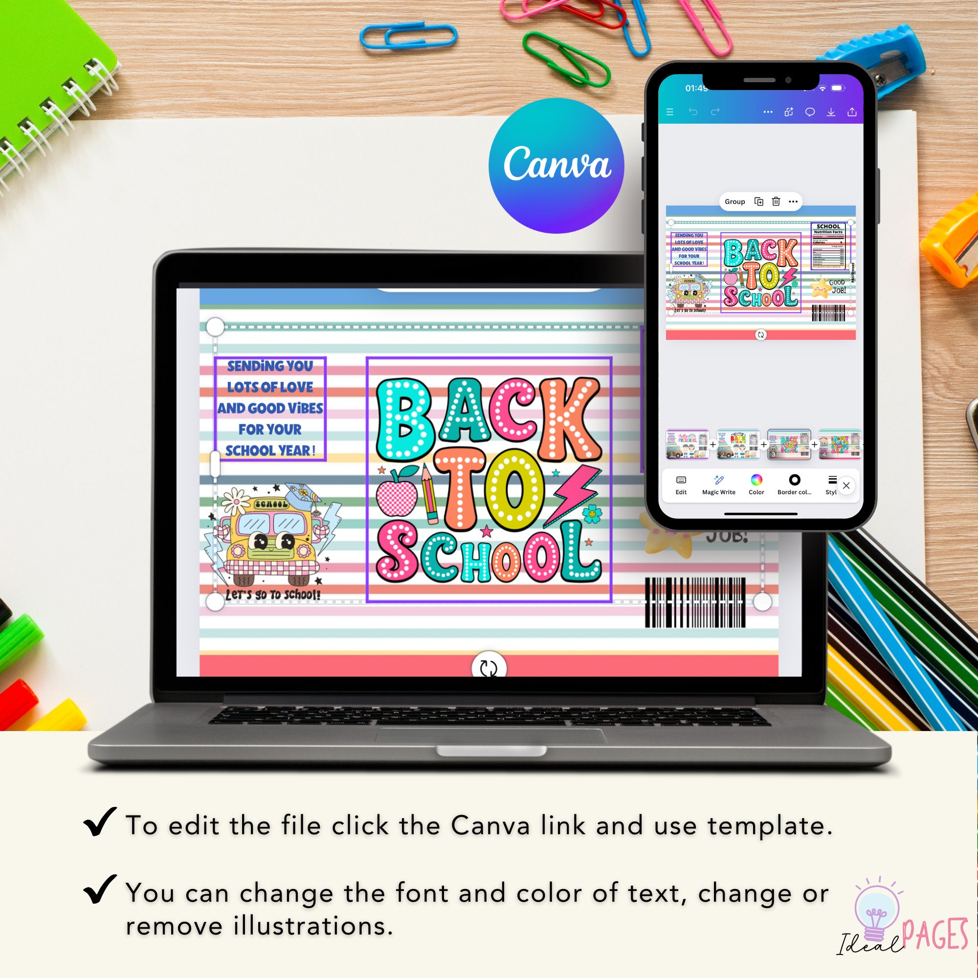 Editable Retro Back to School Chip Bag Template, School Party Favor ...