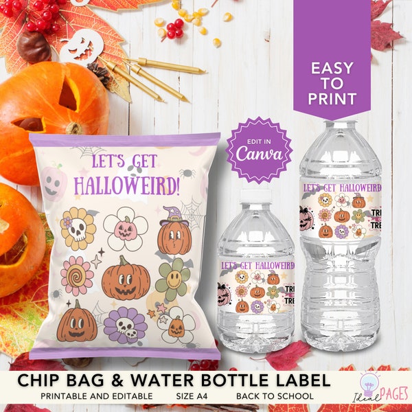 6 Spooky Season Trick or Treat Bags, Halloween Party Favors, Editable ...