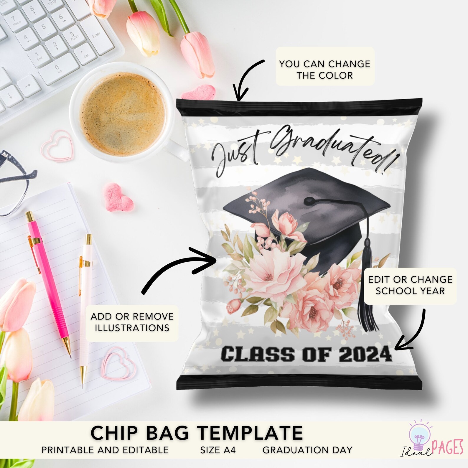 Personalized Graduation Chip Bag Template, Class of 2024, DIY Party ...