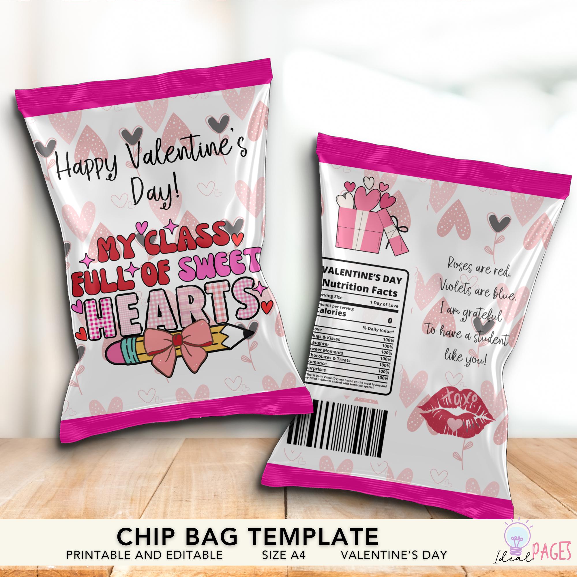 6 Valentines Day Party Chip Bag for Teachers and Students, Classroom ...