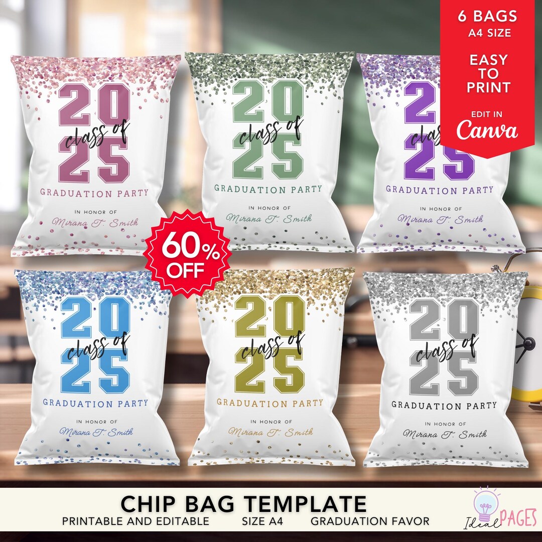 6 Graduation Party Favors 2025, Graduation Chip Bags, Graduation Treat ...