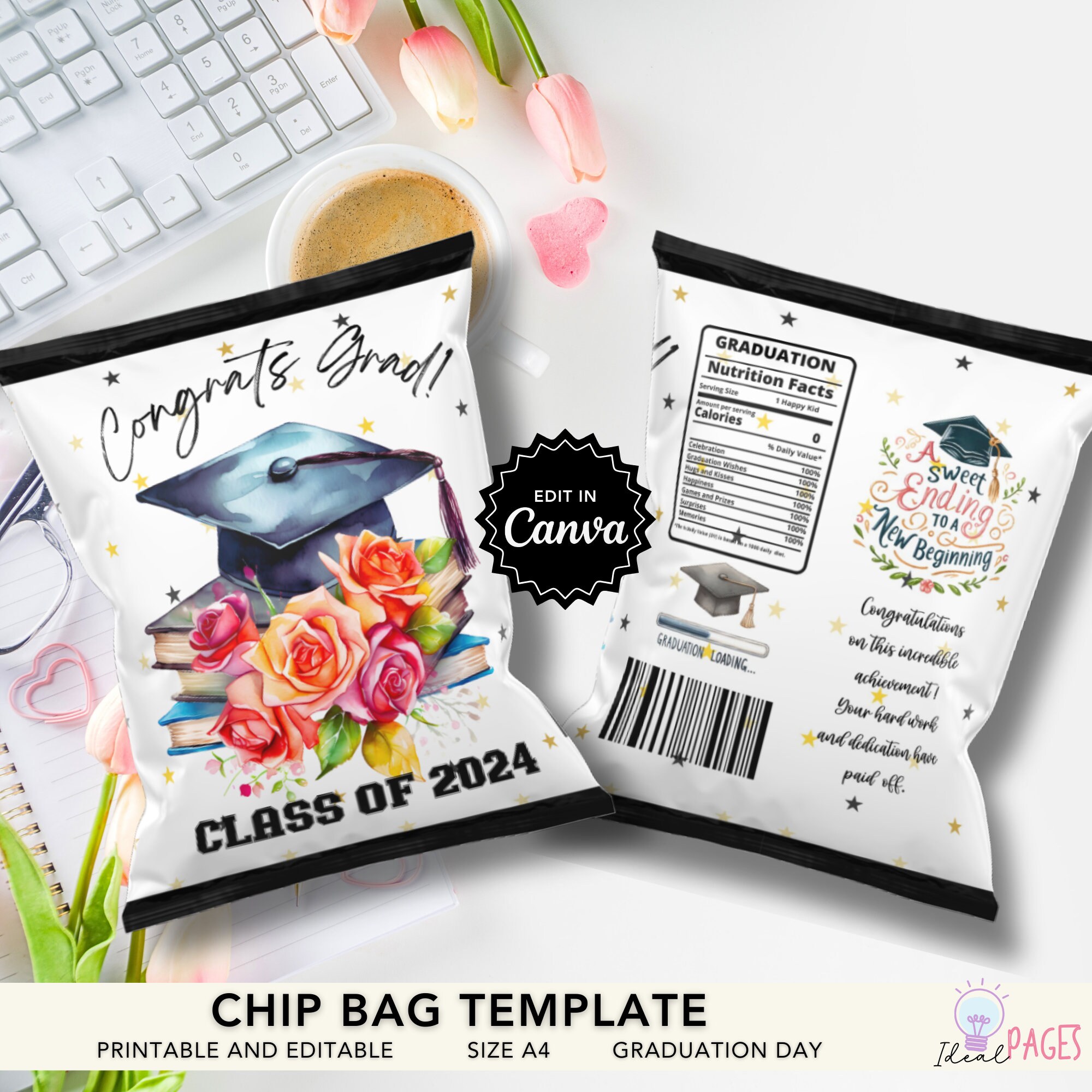 Custom Graduation Chip Bag Template, Class 2024, DIY Party Favor ...