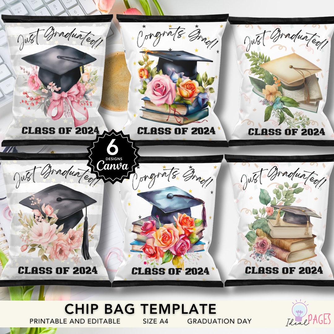 6 Personalized Graduation Chip Bag Template, Class 2024, DIY Party ...