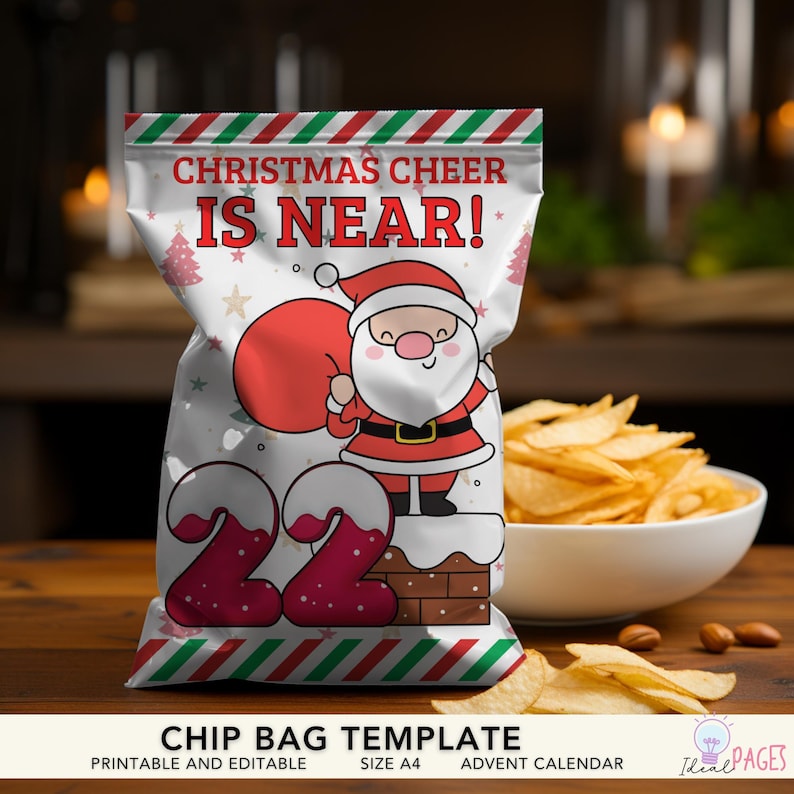 24 Advent Calendar Christmas Chip Bags, Countdown to Christmas Favor ...