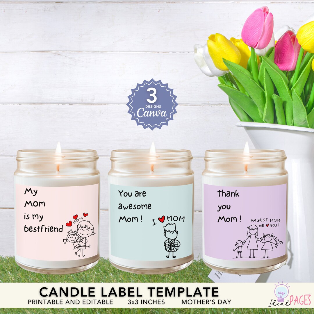 Mother's Day Candle Label Template, Mom Party Favor, Gift for Grandma ...