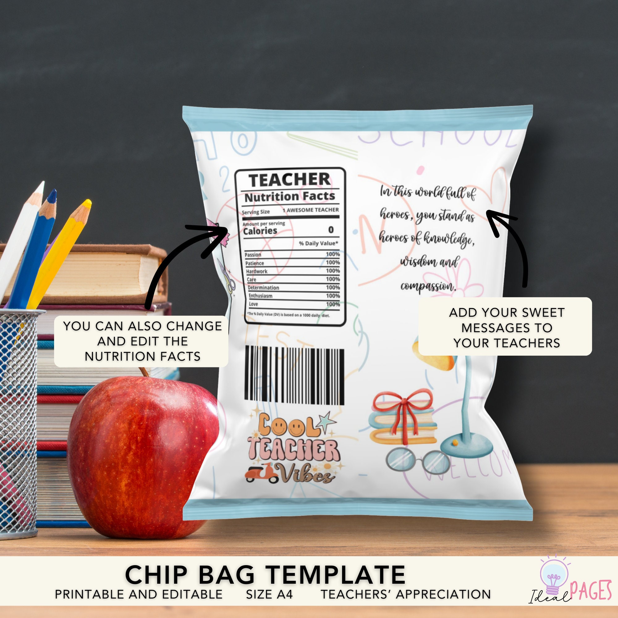 Teacher Appreciation Chip Bag Template, DIY Party Favor Printable ...